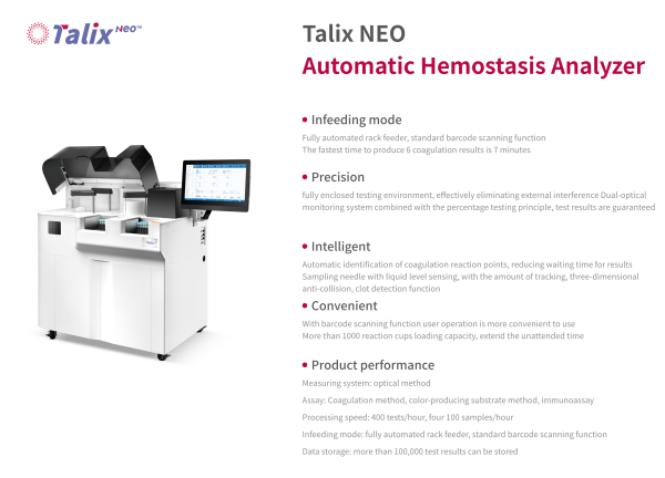 Talix NEO Automatic Hemostasis Analyzer – Thalysbio
