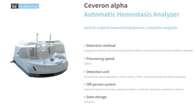 Ceveron Alpha Automatic Hemostasis Analyzer – Thalysbio